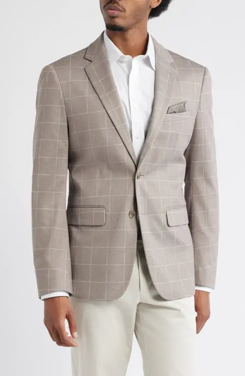 DANIEL HECHTER Windowpane Check Knit Sport Coat - Tan