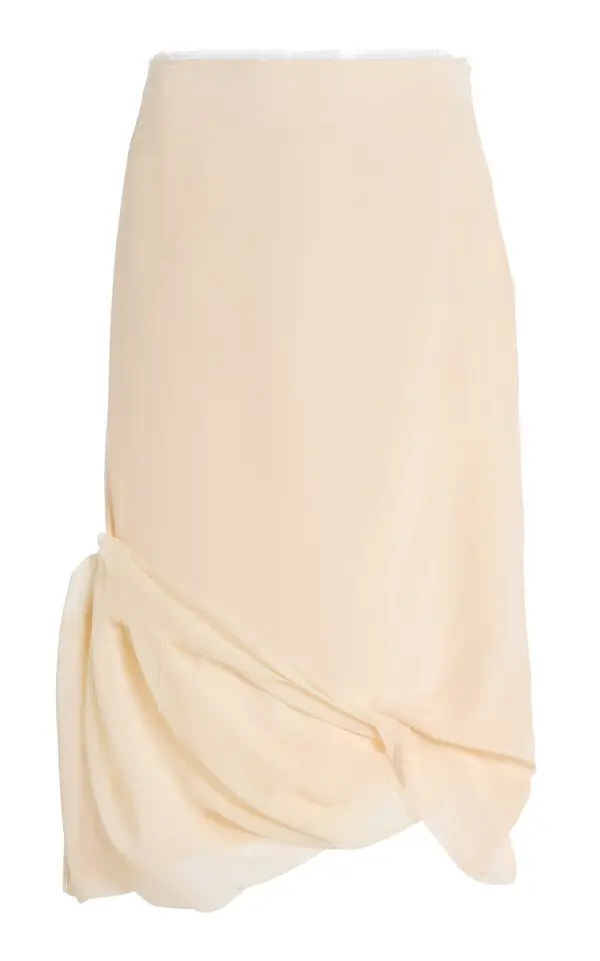 COLLEEN ALLEN Exclusive Draped Silk Maxi Skirt - Light Pink