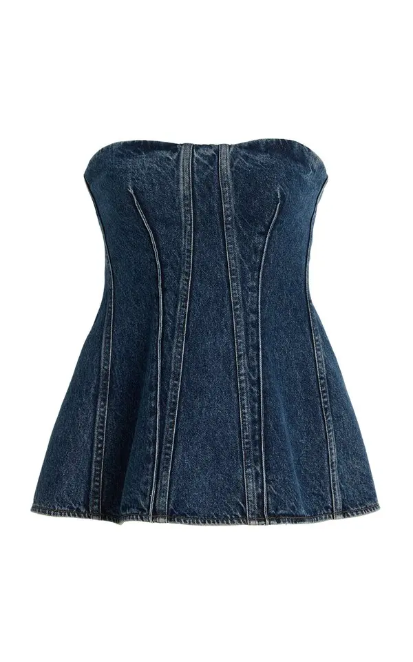 AGOLDE Lara Denim Corset Top - Dark Wash