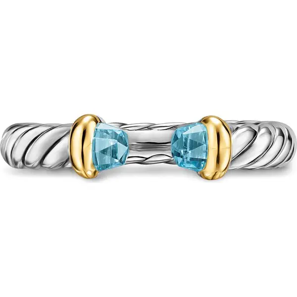 David Yurman Petite Cable Open Ring - Blue Topaz