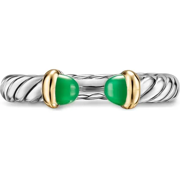 David Yurman Petite Cable Open Ring - Green Onyx