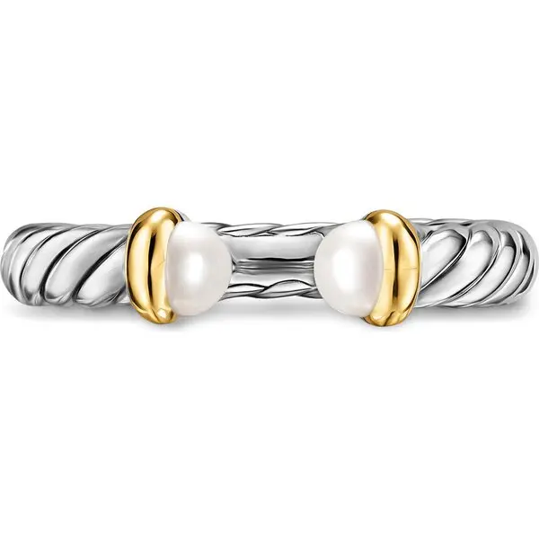 David Yurman Petite Cable Open Ring - Pearl