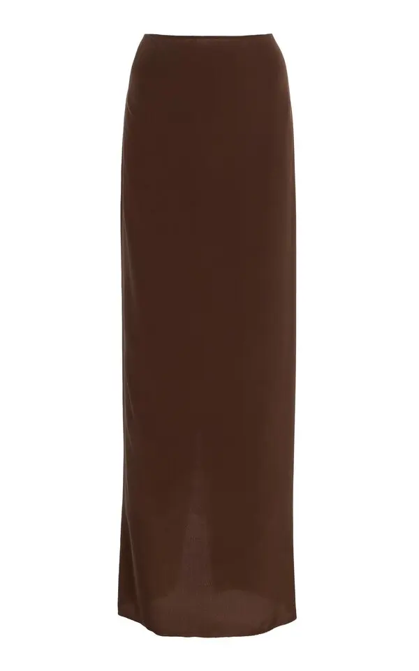 COLLEEN ALLEN Exclusive Silk Maxi Skirt - Brown