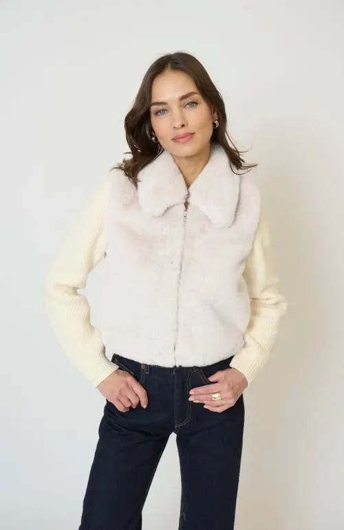 Central Park West Gia Cropped Fur Sweater