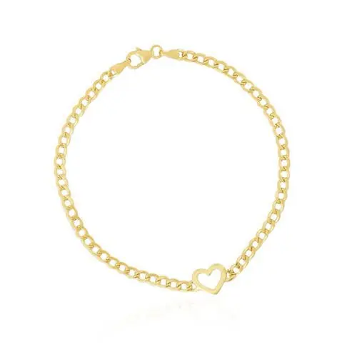 THE LOVERY FINE JEWELRY Heart Curb Chain Bracelet - Yellow Gold