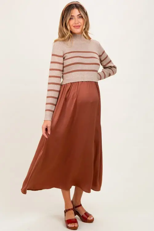 PINKBLUSH Striped Sweater Top Maxi Dress
