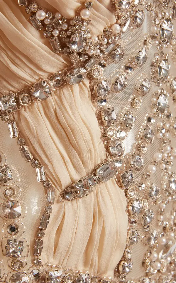 Zuhair Murad Silk Chiffon Beaded Halter Maxi Dress - Ivory | Editorialist