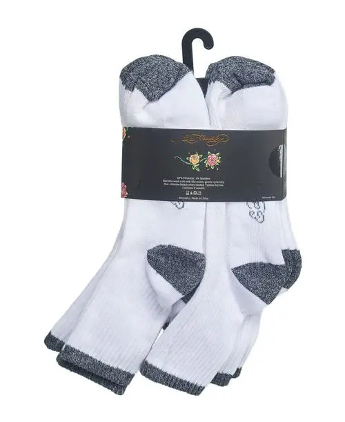 Ed Hardy Half Cushion Mid Crew Socks 8-pack - White