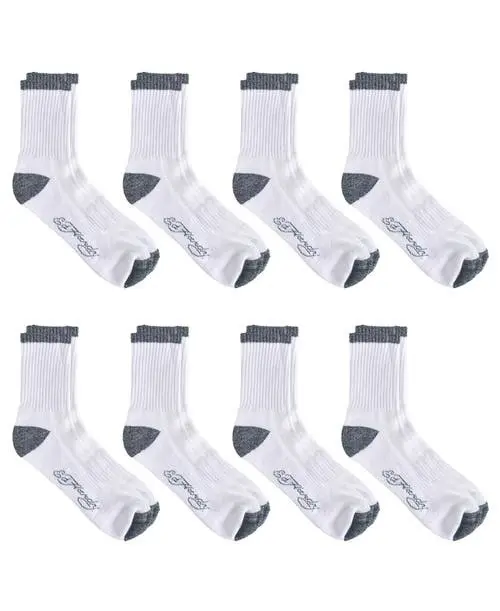 Ed Hardy Half Cushion Mid Crew Socks 8-pack - White
