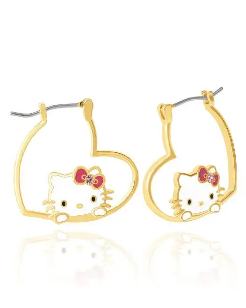 HELLO KITTY Heart Hoop Earrings - Gold