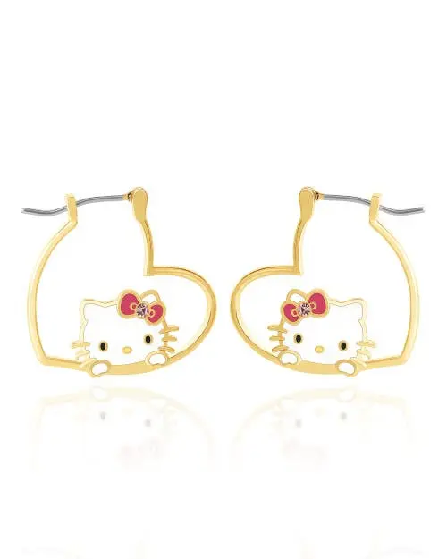 HELLO KITTY Heart Hoop Brass Earrings