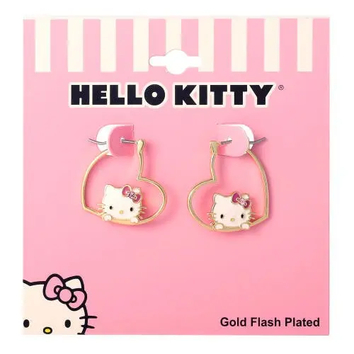HELLO KITTY Heart Hoop Brass Earrings
