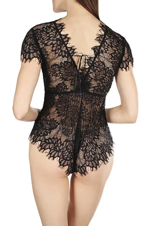 MEMOI Ava Sheer Floral Lace Romper