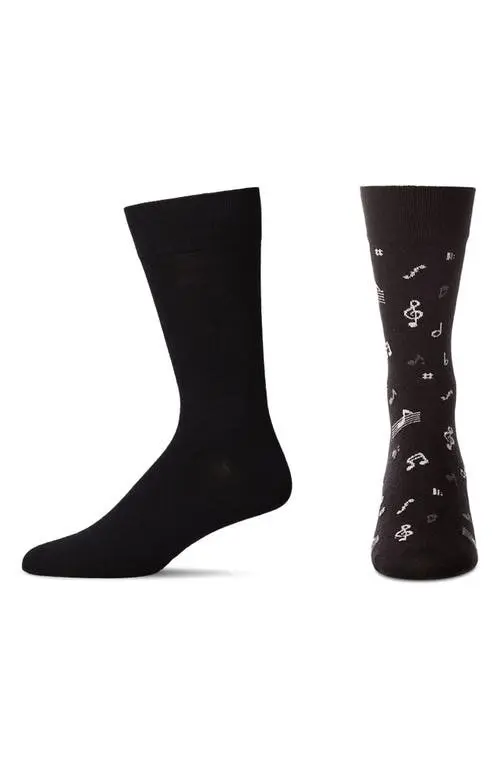 MEMOI Assorted 2-pack Crew Socks - Black-black