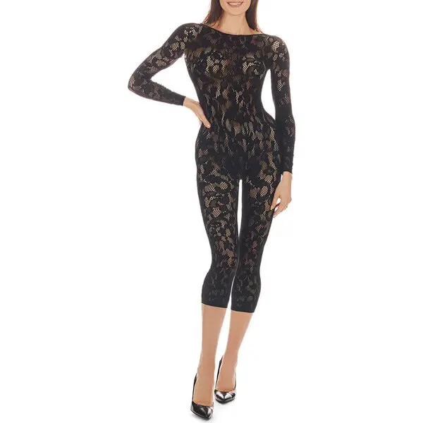 MEMOI Floral Romance Catsuit - Black
