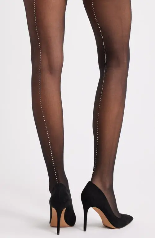 HIGH HEEL JUNGLE Crystal Back Seam Tights - Sheer Black