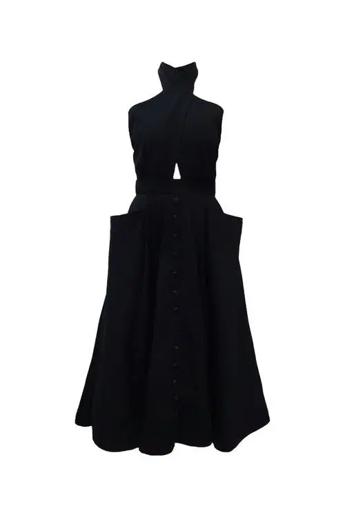 NO PISE LA GRAMA Cotton Halter Dress