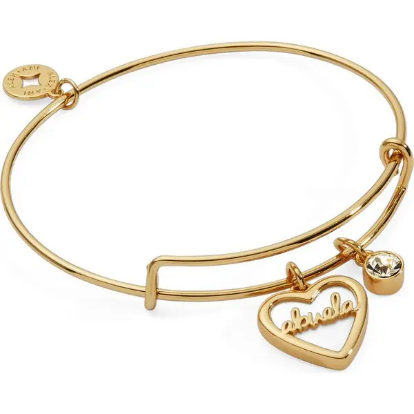 ALEX AND ANI Abuela Mother Of Pearl Heart Bangle Bracelet - Gold
