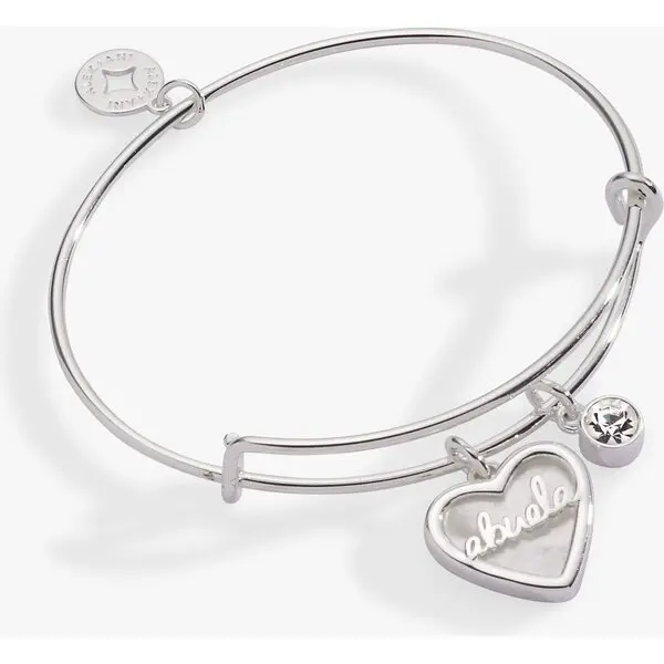 ALEX AND ANI Abuela Mother Of Pearl Heart Bangle Bracelet - Silver