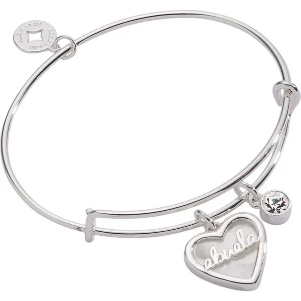ALEX AND ANI Abuela Mother Of Pearl Heart Bangle Bracelet - Silver