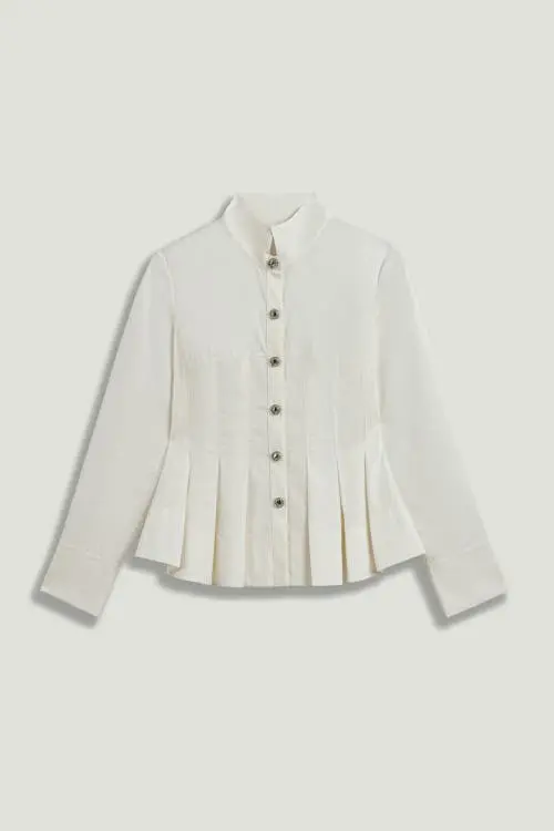 NOCTURNE Pleated Hem Button-down Shirt