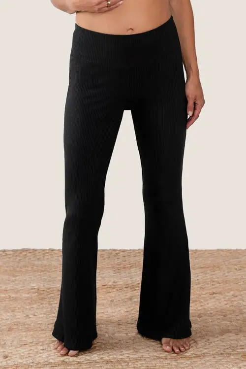 JJWINKS Ribbed Flare Lounge Pants - Black