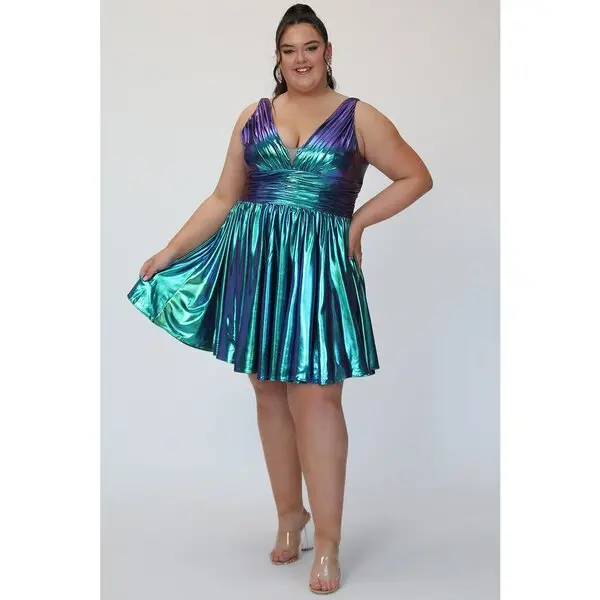 SYDNEY'S CLOSET Iridescent A-line Party Dress - Peacock