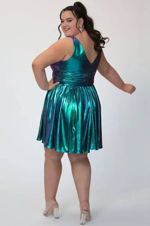 SYDNEY'S CLOSET Iridescent A-line Party Dress - Peacock
