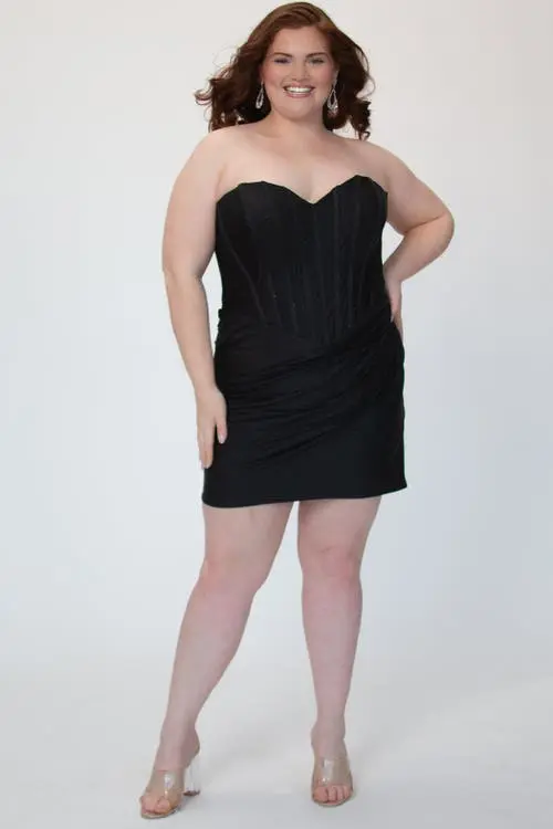 SYDNEY'S CLOSET Strapless Corset Mini Dress - Black