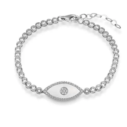 GEMMA AZZURRO Mother Of Pearl Evil Eye Tennis Bracelet - Green