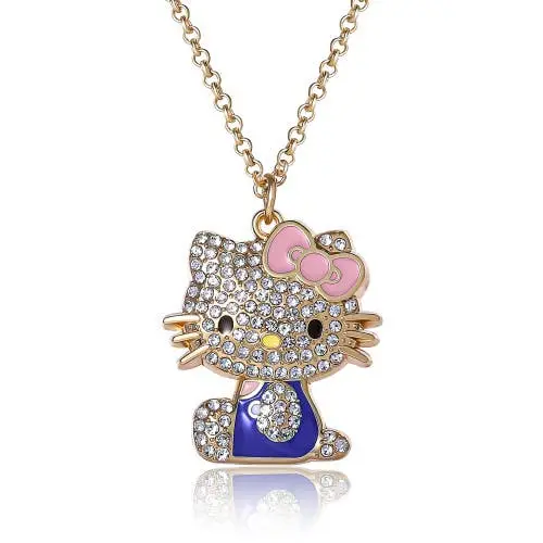 HELLO KITTY Enamel And Crystal Pendant Necklace - Gold/ Crystal