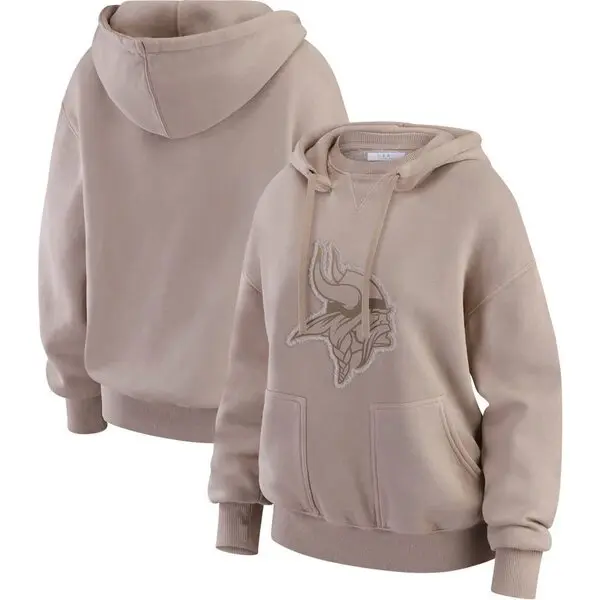 WEAR BY ERIN ANDREWS Minnesota Vikings Washed Pullover Crewdie - Tan