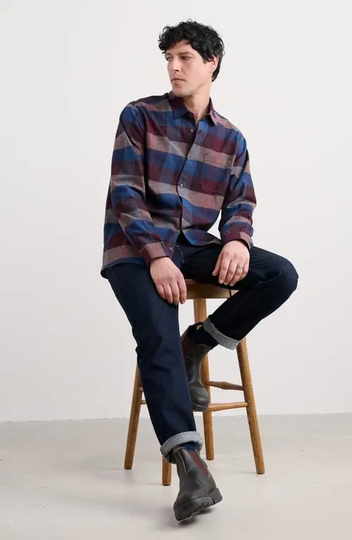 SEASALT CORNWALL Fathomer Check Organic Cotton Flannel Button-up Shirt