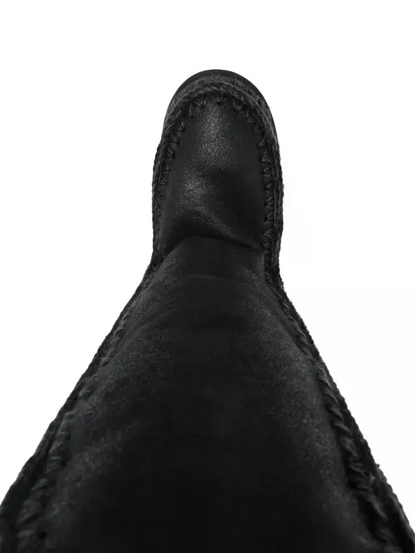 Mou Rhinestone-logo Knee-high Boots - Black