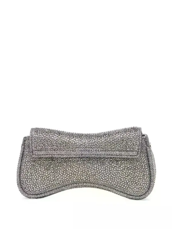 DIESEL® Crystal-embellished Logo Plaque Clutch Bag - Silver