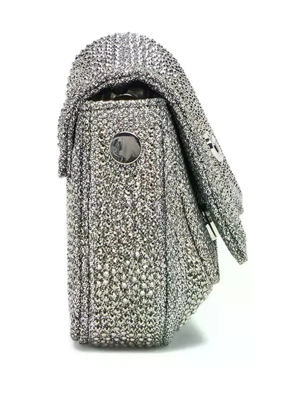 DIESEL® Crystal-embellished Logo Plaque Clutch Bag - Silver