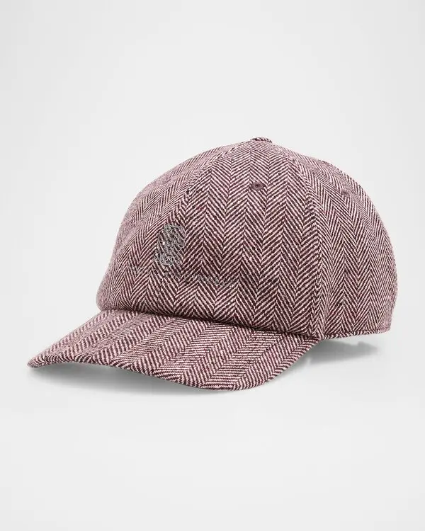 Brunello Cucinelli Embroidered Logo Wool/cashmere Baseball Cap - Burgundy