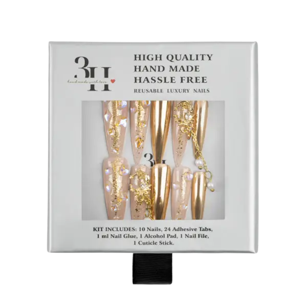 3H NAILS Liquid Gold Handmade Press-on Nails - One-color