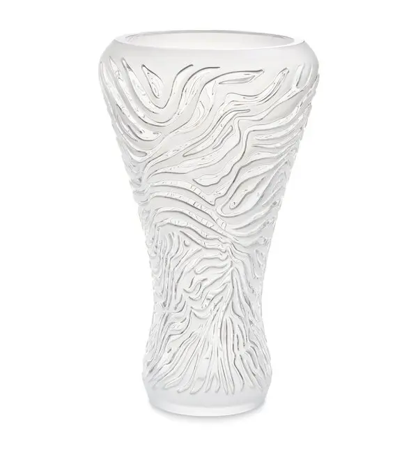 Lalique Crystal Zebre Vase - Clear