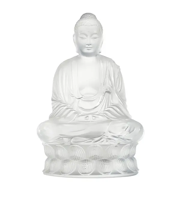 Lalique Large Crystal Buddha Sculpture - Clear