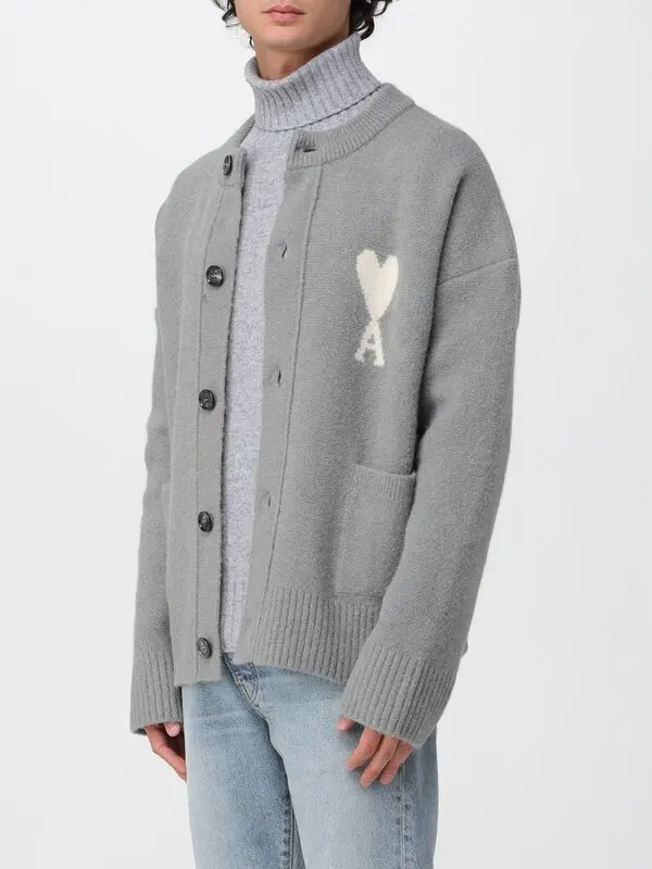 Ami Appliqued Buttoned Sweater