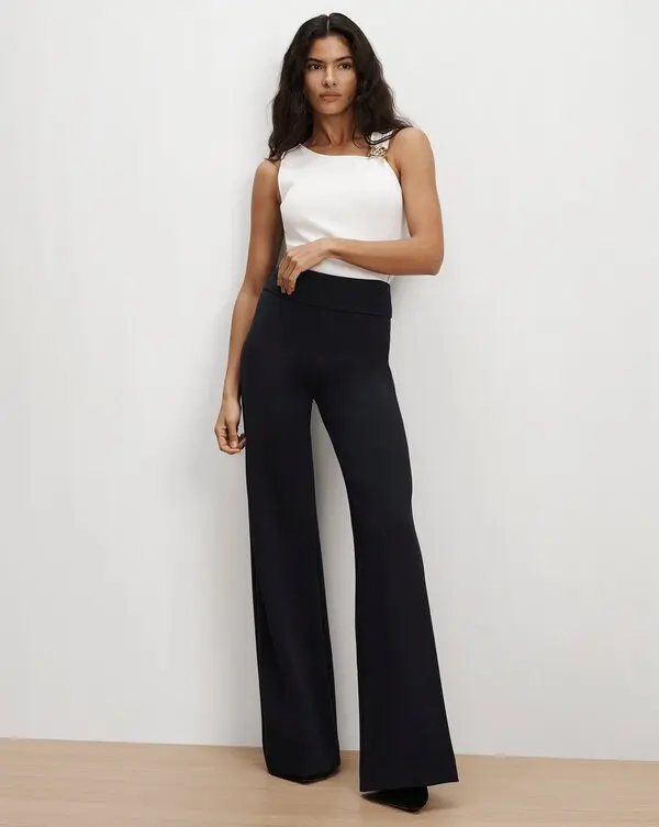 Veronica Beard Kalinda Wide-leg Ponte Pant - Navy