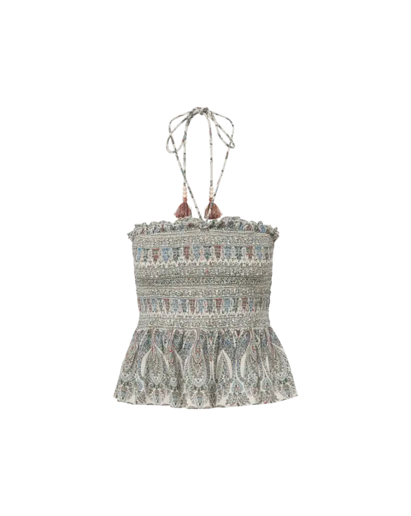 Veronica Beard Damsey Smocked Halter Top