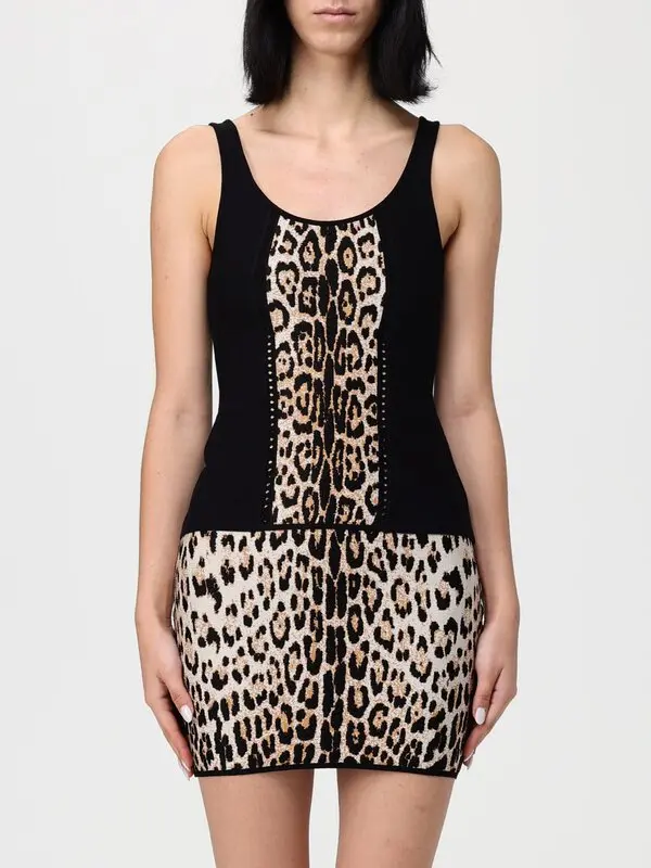Roberto Cavalli Leopard Print Tank Top - Black