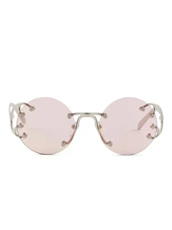 Prada Metal-frame Round Sunglasses - Silver