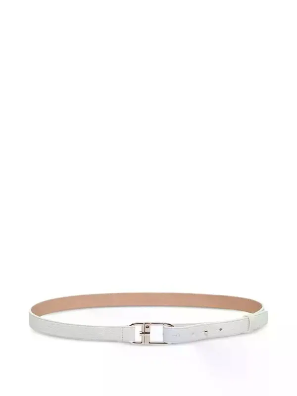 Giorgio Armani Pebbled Leather Buckle Belt - White