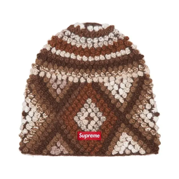 Supreme Textured Knit Beanie - Brown