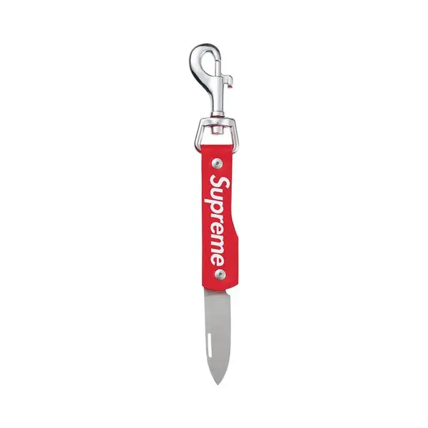 Supreme Leather Clip Knife - Red