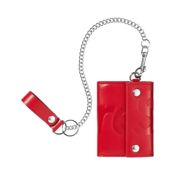 Supreme Leather Chain Wallet - Red