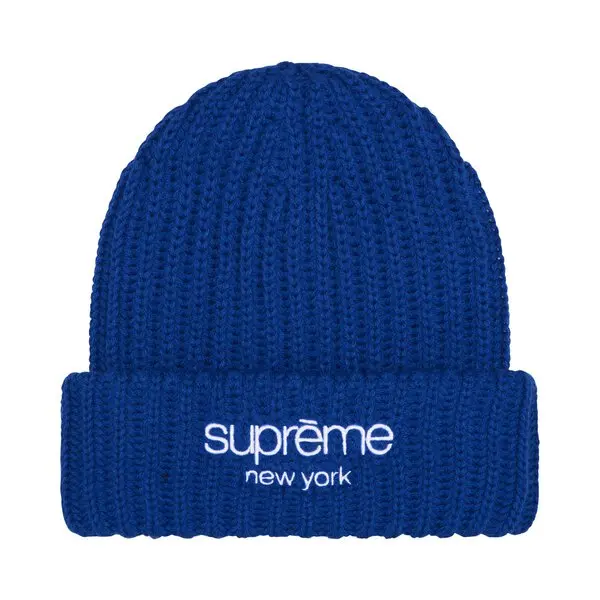 Supreme Chunky Rib Classic Logo Beanie - Blue